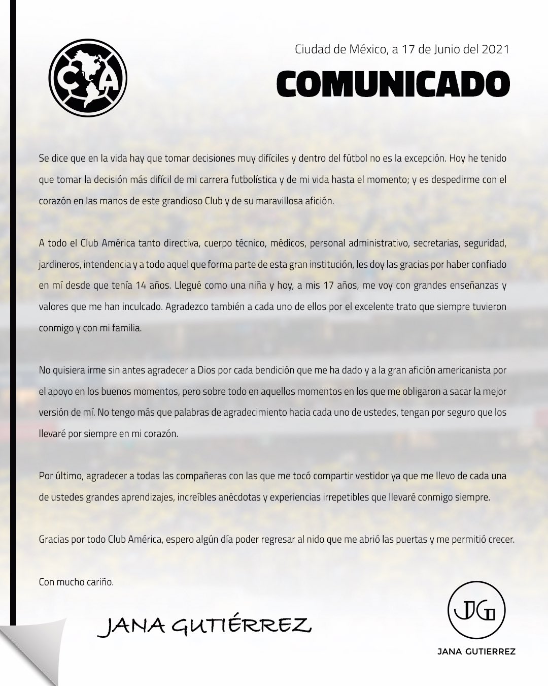 Jana Gutiérrez le dice adiós al nido de coapa; se va del América ... Jana Gutiérrez le dice adiós al nido de coapa; se va del América ...